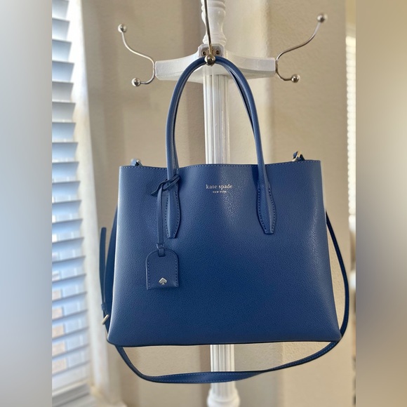 kate spade | Bags | Kate Spade Eva Medium Satchel Blue Crossbody Bag ...